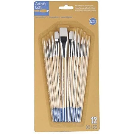 Amazon.com : Artists Loft Necessities White Synthetic Flat & Round ...