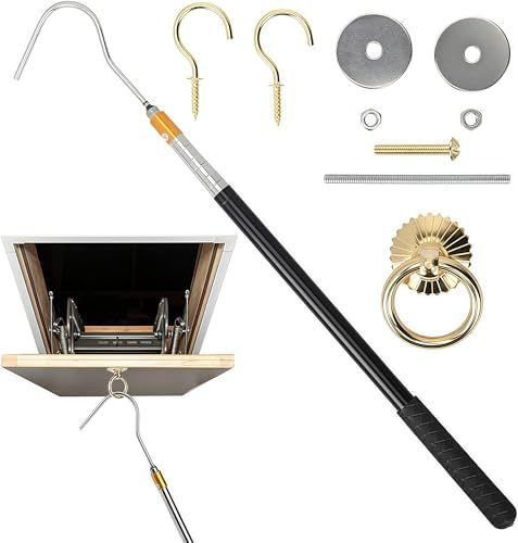 awliye Ladder Pull Down System Kit, Attic Pull System Hook Set ...
