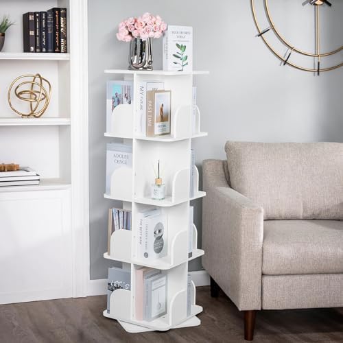Amazon.com: Nisorpa 4 Tier Rotating Bookshelf, 360° Rotating Stackable ...