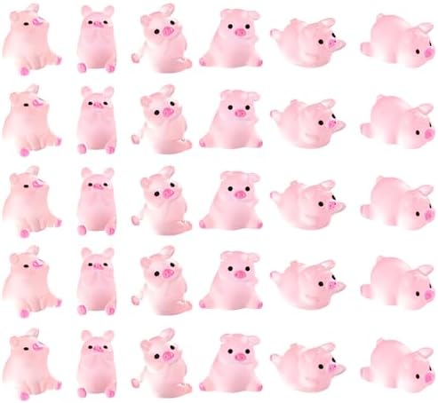 CutitiUU 30 PCS Resin glow-in-the-dark pig micro-landscape ornament ...