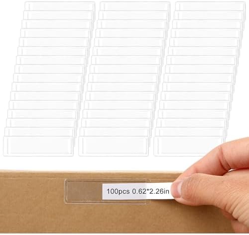 Amazon.com : 100Pcs Label Holders Adhesive Shelf Tag Clear Plastic ...
