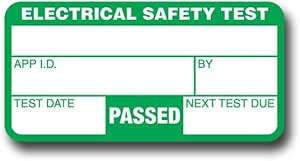 Electrical Safety Test Passed Labels - 50mm x 25mm - Price per Pack of ...