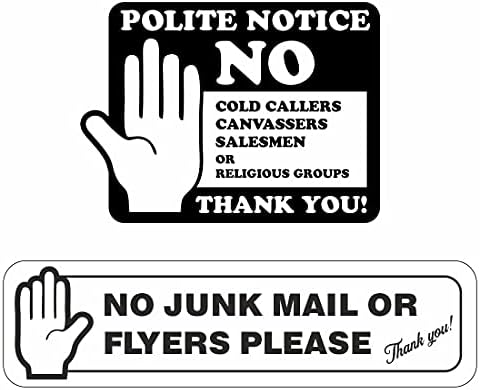 Polite Notice no Cold callers canvassers Door Sign - Size 95mm x 70mm ...