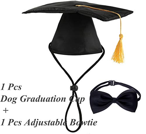 Dog Graduation Cap And Bowtie Collar Set,Pet Grad Costume