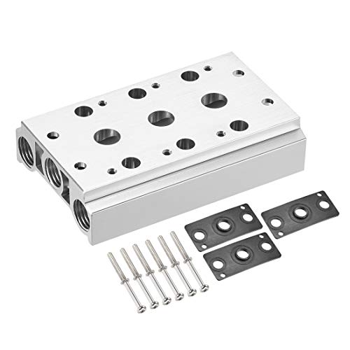 uxcell 1/4" G Thread 3 Row Aluminum Manifold Solenoid Air Pneumatic ...
