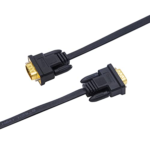 DTECH 5M Ultra Thin Flat Type Computer Monitor VGA Cable Standard 15 ...
