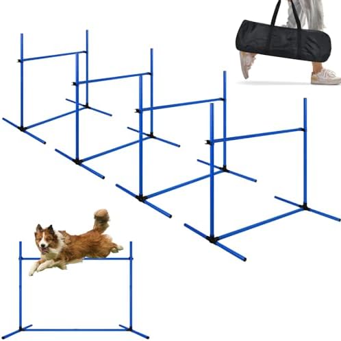 ORHEYA Agility Set Hunde Hürdenset Slalom Stangen Agility Ausrüstung für Hundetraining mit 4 x ...