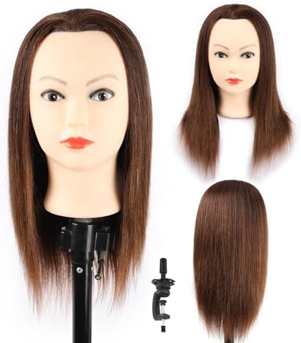 Amazon.com : Stancia Mannequin Head Human Hair 50cm, Hair Mannequin 100 ...