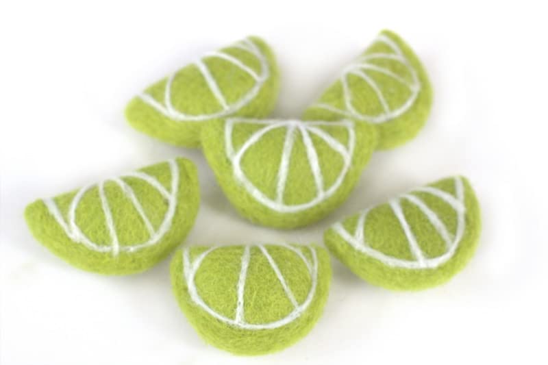 Lime Citrus Fruit Felt Shapes- Spring Summer DIY Craft Decor- 100% Wool Felt- Fruit Slices 2 ...