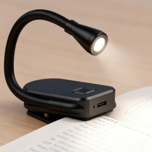 SURPOOTER Clip on Book Light, 3 Light Colors and stepless Brightness ...