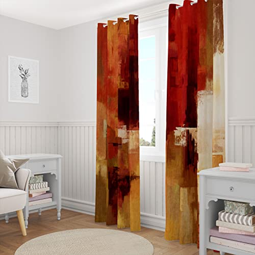 Burnt Orange Teracotta Abstract Rust Art Curtains