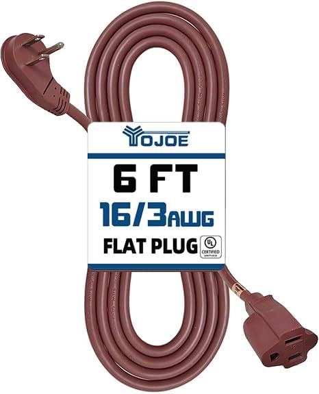 Amazon.com: YOJOE Flat Plug Indoor Extension Cord 6 ft, 3 Prong 13A ...