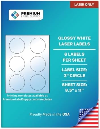 Amazon.com : Premium Label Supply Glossy White Sticker Round Labels – 3 ...