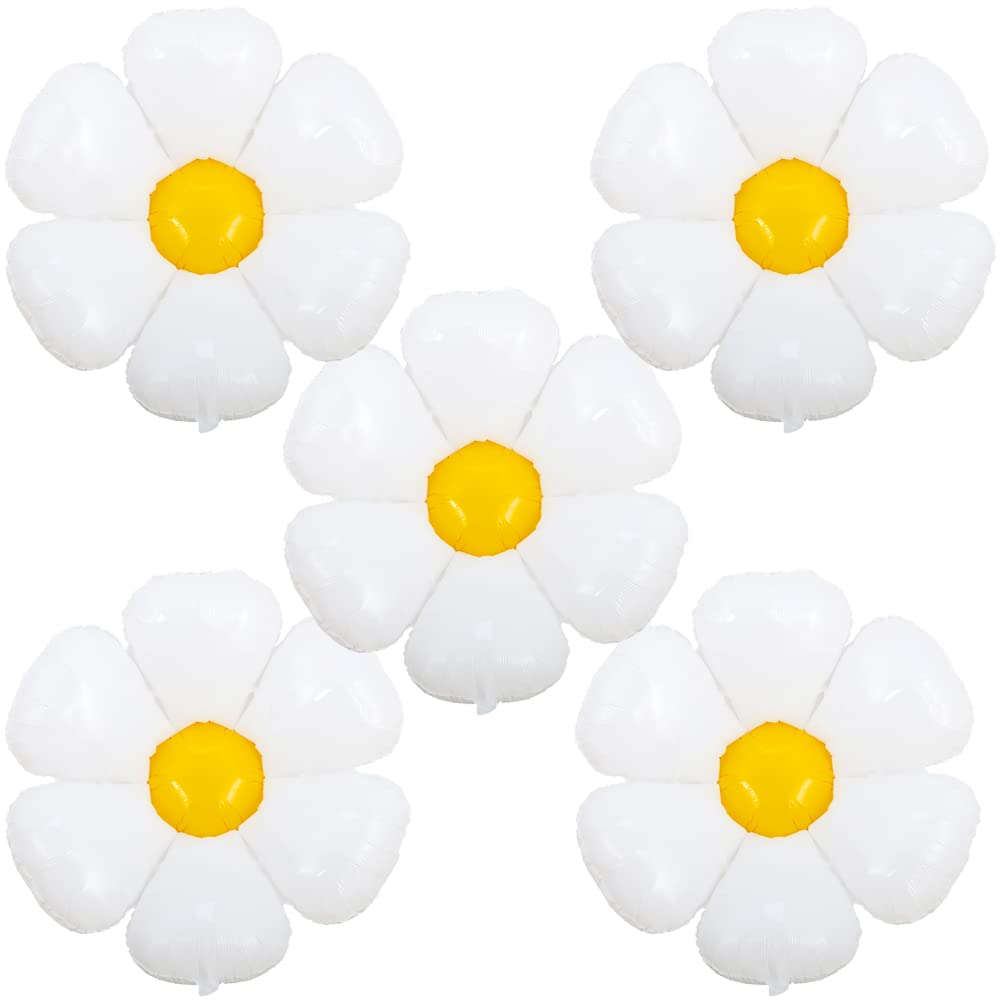 Amazon.com: HORUIUS Daisy Balloons White Daisy Flower Balloon Daisy ...