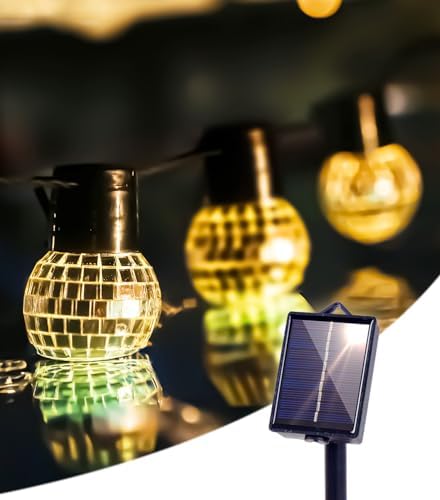 20 LED Solar Disco Ball String Lights Outdoor Waterproof - Mini Disco ...