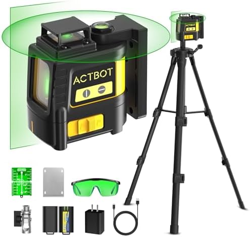 ACTBOT Laser Level with Tripod, 200Ft Rechargeable Self Leveling Cross ...