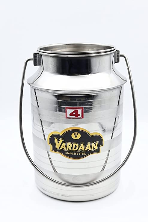 Buy Vardaan Stainless Steel Milk Can Pot With Lid Oil Container Steel ...