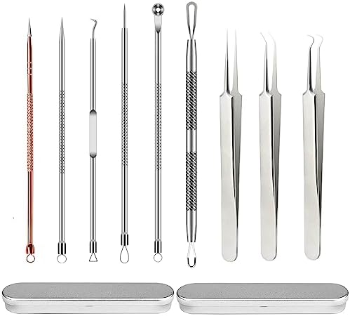Amazon.com: Hysotok Pimple Popper Tool, 2 Pack Pimple Extractor, 9 Pcs ...