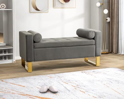 Amazon.com: EcoHarbor Living 50" Velvet Storage Bench, Bedroom Bench ...
