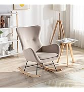 Amazon.com: KINFFICT Nursery Rocking Chair, Teddy Velvet Upholstered ...