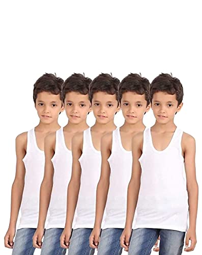 Poomex Kids Boys White Vest (Pack of 5) Colour May Vary (55 CM ...