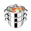 The Indus Valley Stainless Steel Steamer - 21cm, 3 Tier with Glass Lid ...