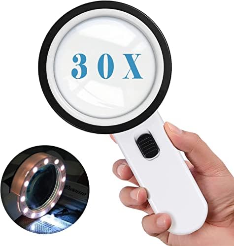Vision AID 30X Hands-Free Magnifying Glass with 21 LED Lights for Coins ...