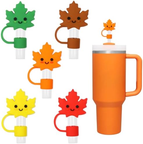 Amazon.com: Whaline 5Pcs Fall Straw Covers Maple Leaf Silicone Reusable ...