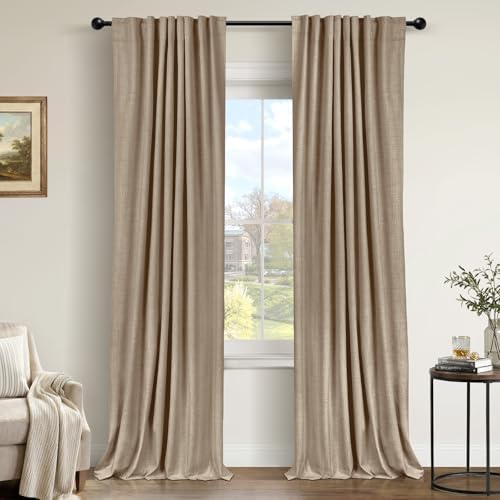 Amazon.com: 100% Blackout Shield Brown Linen Blackout Curtains for ...