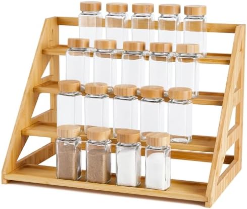 Amazon.com: Juexica 4 Tier Bamboo Tiered Spice Rack Organizer for ...