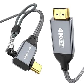 Amazon.com: OHBUYAGN 90 Dergee USB C to HDMI Cable 4K@60Hz High-Speed ...