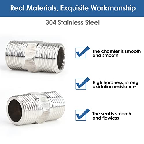 2Pcs Shower Hose Connector DN15 1/2″ Shower Head Extension Stainless ...
