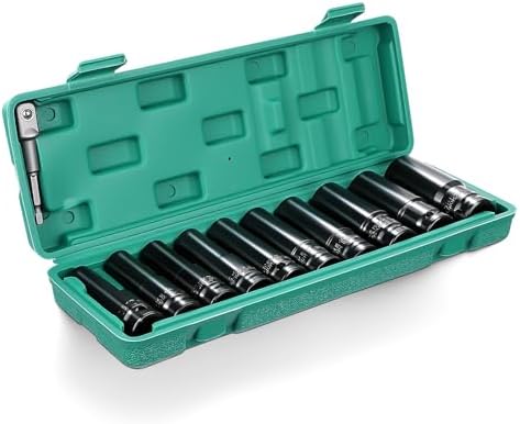 GEARCELL 1/2" Impact Deep Socket Set 11Pcs 10-24mm Hex Long Sockets ...