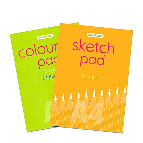 Stephens – A4 Pad Bundle, 1 x A4 Coloured Pad, 20 Sheets and 1 x A4 ...