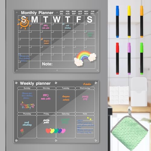 Amazon.com : MUWEIQI Magnetic Acrylic Dry Erase Board and Calendar for ...