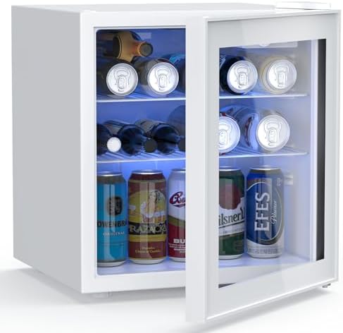 ADVWIN Mini Bar Fridge, Small Fridges Glass Door Mini Beverage ...