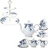 Amazon.com | LE POTOCIO 21-Piece Bone China Tea Set for Adults, Bone China Dinnerware Set for 4 ...