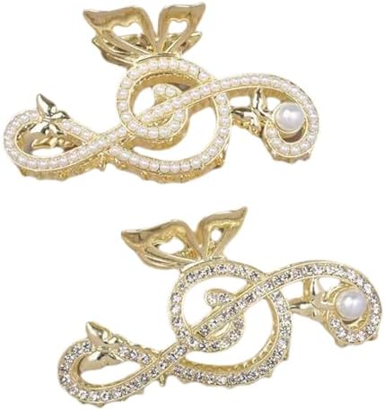 Amazon.com : 2-Pieces Gold Hair Clips Elegant Large Pearl Claw Hair ...