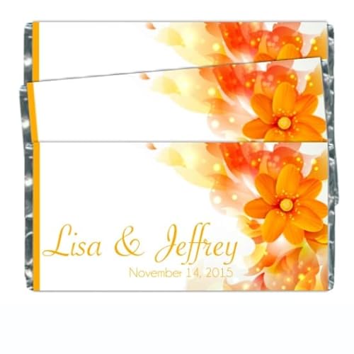 Amazon.com: 25 Custom Candy Wrappers - Orange Floral Bridal Shower or ...