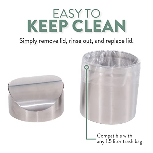 Estilo Mini Countertop Trash Can | Brushed Stainless Steel, Swing Top ...
