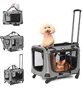 Amazon.com : Rolling Pet Carrier with Wheels, Foldable Airline Approved Dog Carriers for Small ...