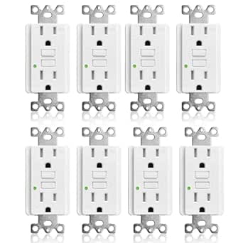 [8 Pack] GFCI Outlets 15 AMP, Weather-Resistant, GFI Receptacle with ...
