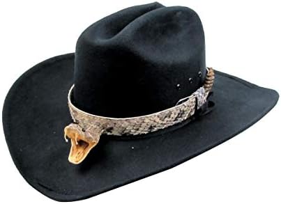 Treasure Gurus Eastern Diamondback Rattlesnake Western Cowboy Hat Band Genuine Head Rattle ...