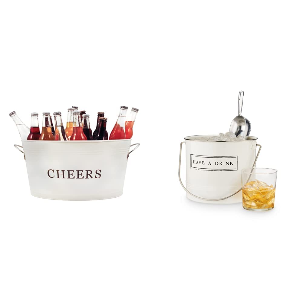 Amazon.com: Twine Rustic Farmhouse Decor Ice Bucket And Galvanized ...