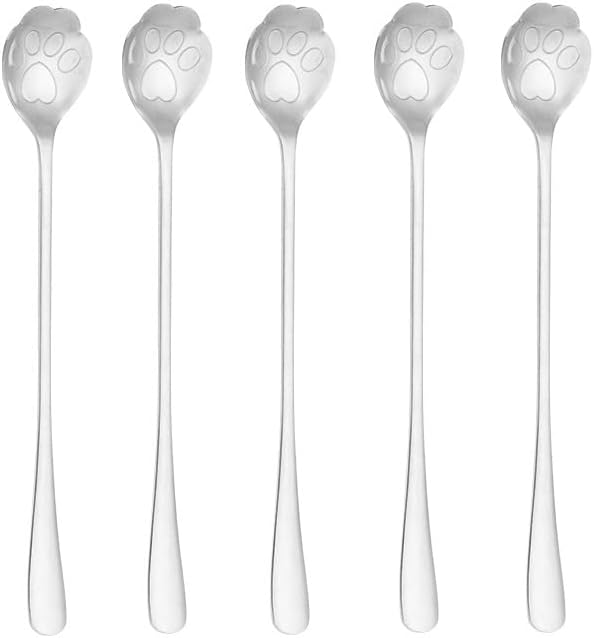 Amazon.com: Set of 10 Cat Paw-Shaped Spoons - Long Handle 7.5-inch ...
