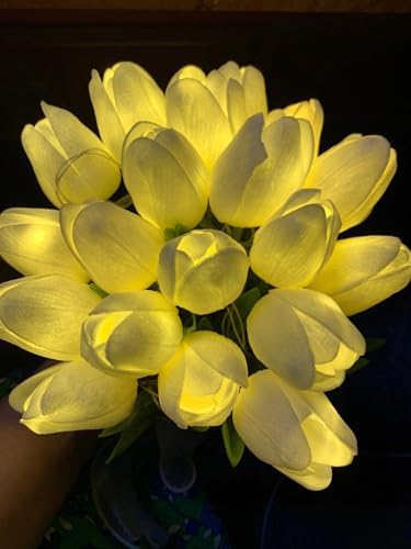 Amazon.com: ASTRYAS 15PCS Artificial Flowers Yellow Faux Tulip Real ...