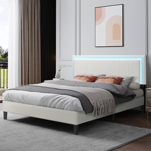 Amazon.com: Global Furniture USA Pompei Metallic White Full Bed w/LED ...