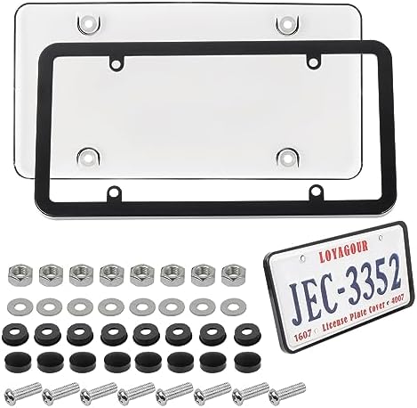 Amazon.com: BGGTMO Clear License Plate Covers- Black Car Tag Frame ...