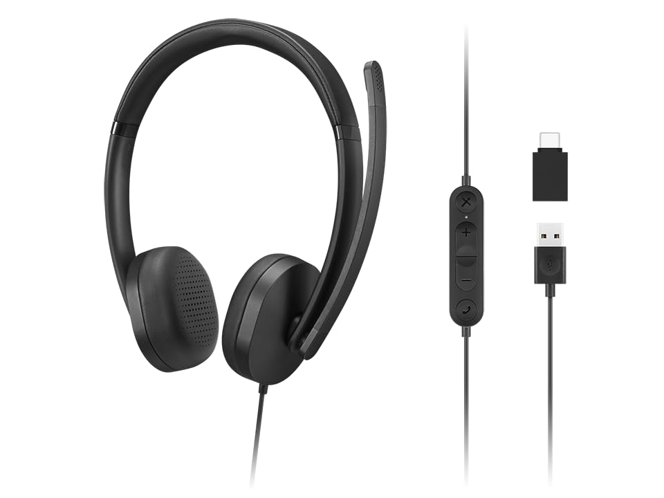 Amazon.com: Lenovo 115 USB-A/USB-C Wired Stereo Headset – Lightweight ...