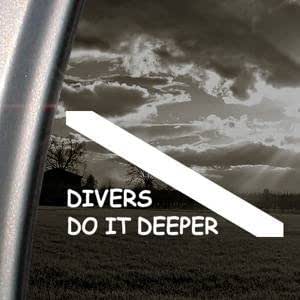 Amazon.com: Divers Do It Deeper White Decal Sticker Dive Flag Scuba Car ...